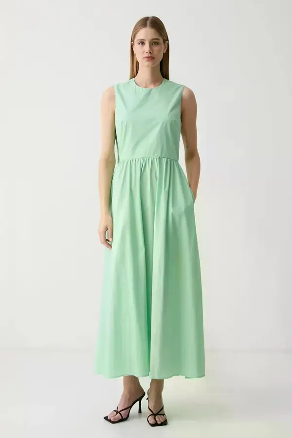 BENETTON Sleeveless Cut-out Maxi Dress - Green