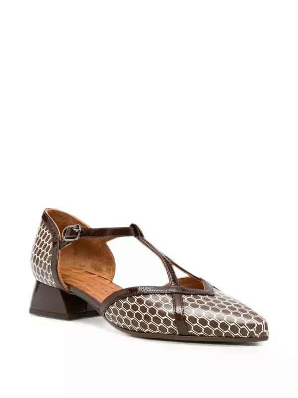 Chie Mihara Hidrow Geometric-print T-bar Pumps - Brown