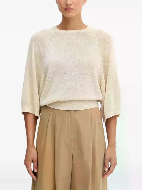 BENETTON Raglan-sleeve Ribbed-trim Sweater - Neutrals