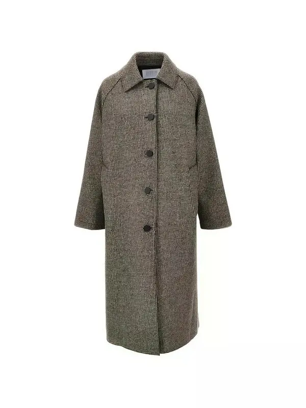 Harris Wharf London Houndstooth-pattern Single-breasted Coat - Brown