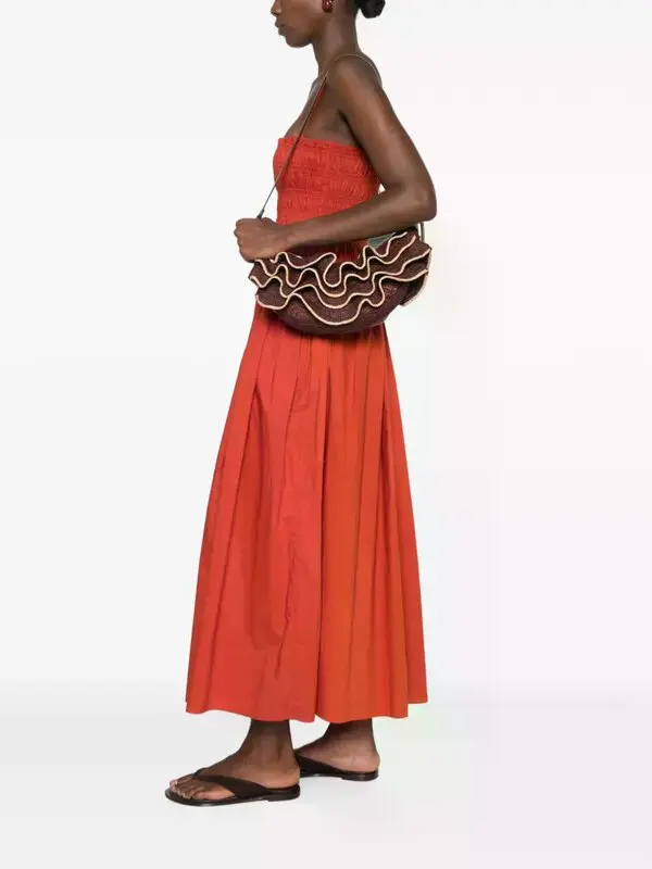 Zimmermann Goldentime Ruffled Raffia Shoulder Bag