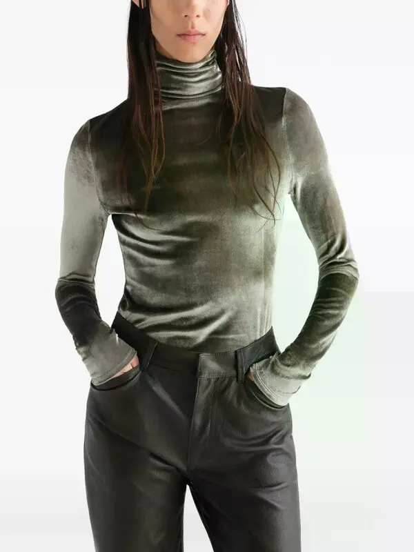 LEMAIRE Fitted Velvet Jersey Stand-collar Top - Grey