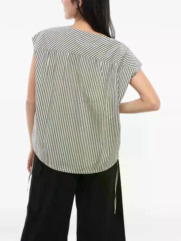 Woolrich Striped Drawstring-hem Cotton Blouse