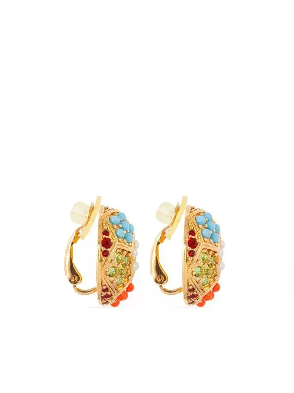 SUSAN CAPLAN 1980s D'orlan Crystal-embellished Clip-on Earrings - Gold