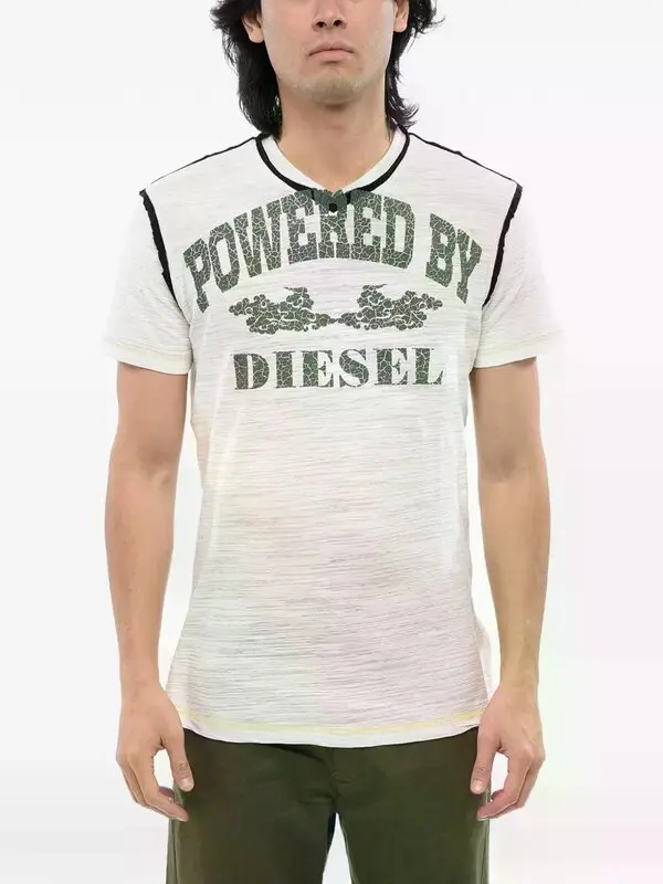DIESEL® Logo-print Slub-cotton T-shirt - Neutrals