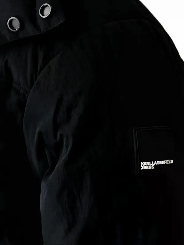 Karl Lagerfeld Quilted Logo Print Hooded Jacket