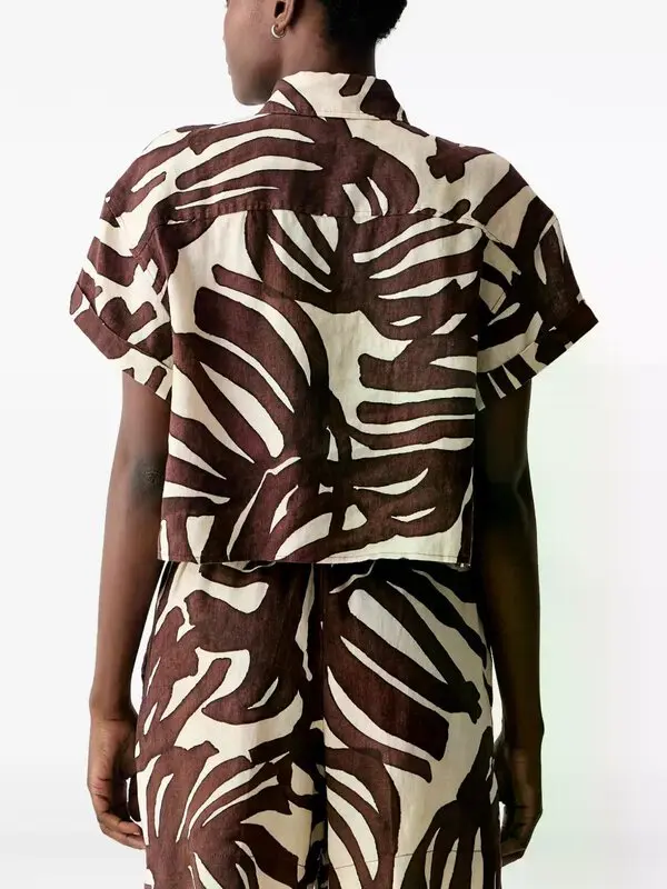 BENETTON Leaf Print Short Sleeve Shirt