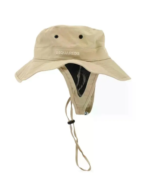Dsquared2 Logo-embroidered Drawstring Bucket Hat - Neutrals