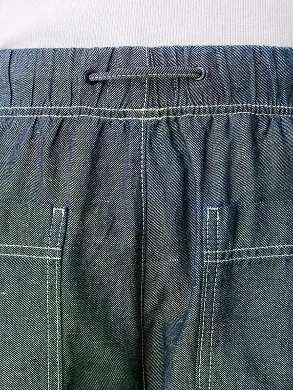 BENETTON Drawstring Waist Contrast-stitch Denim Shorts