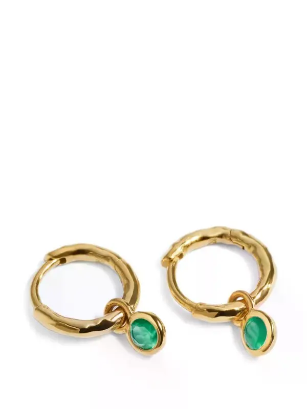 Monica Vinader Tone Onyx Pendant Hoop Earrings