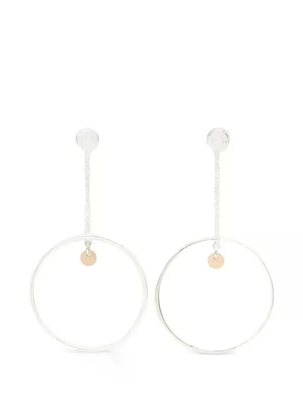 Hermès Sterling And 18k Rose Gold Circle Motif Drop Earrings - Silver