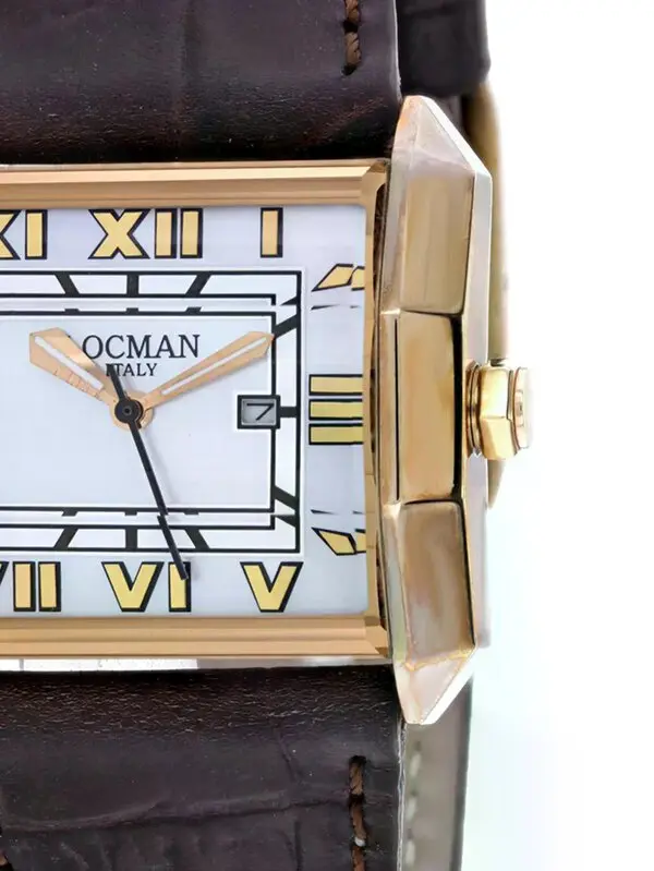 Locman 41mm Rectangle Case Watch With Leather Strap