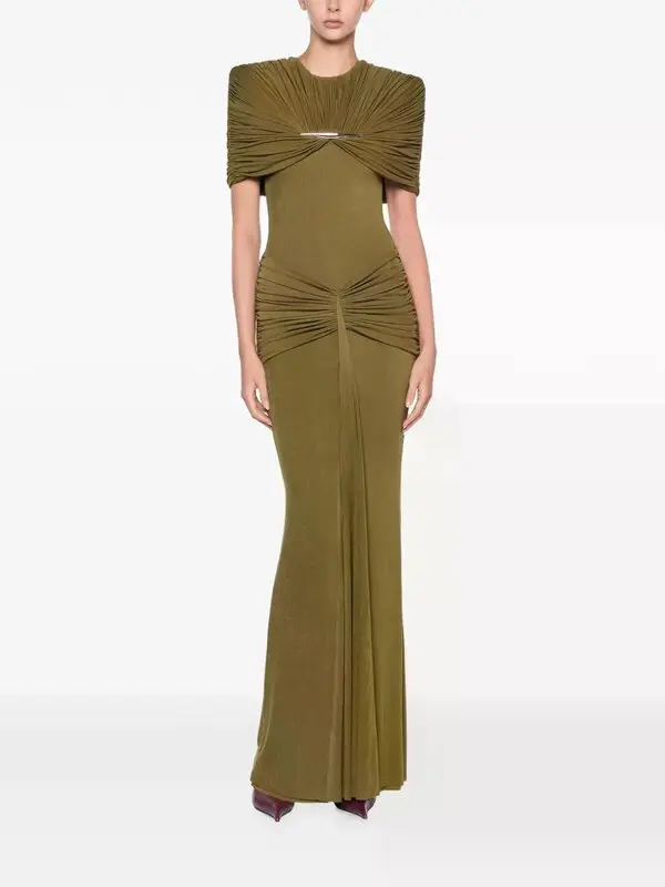 CHATS BY C.DAM Virginia Draped Metal-accented Dress - Green