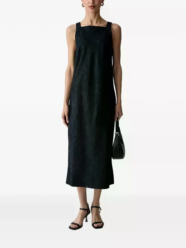 BENETTON Square-neck Denim Midi Dress - Blue
