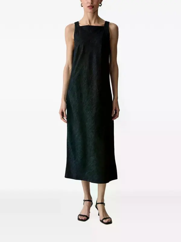 BENETTON Square-neck Denim Midi Dress