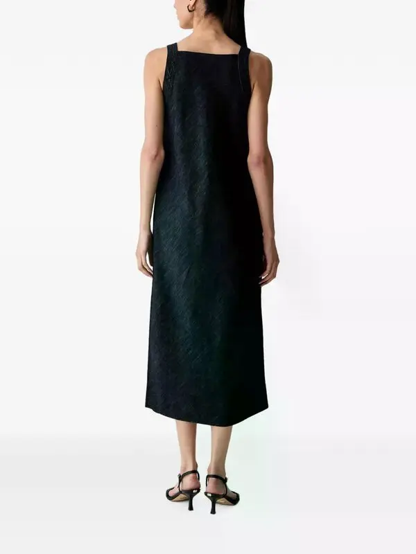 BENETTON Square-neck Denim Midi Dress