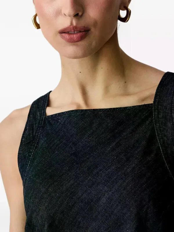 BENETTON Square-neck Denim Midi Dress