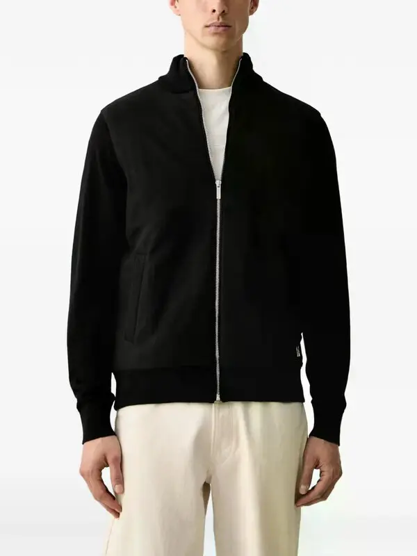 Karl Lagerfeld Logo Plaque Zip-up Jacket - Black