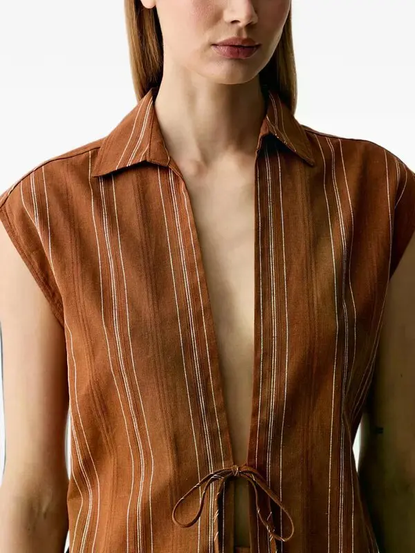BENETTON Striped Tie-fastening Sleeveless Top