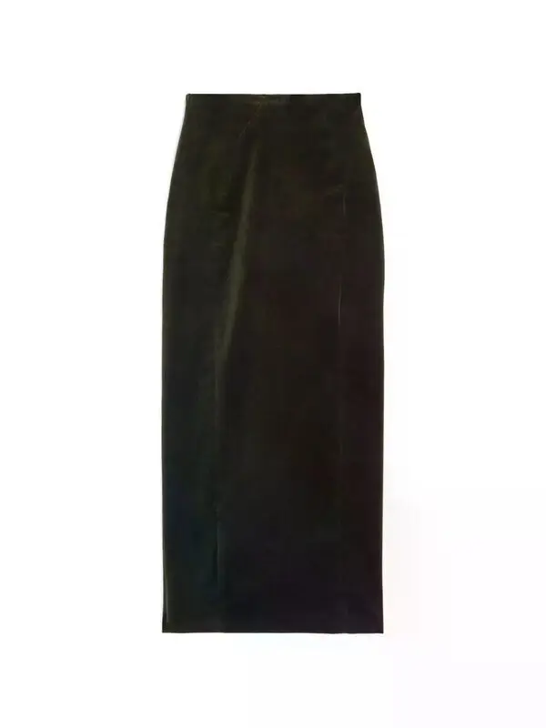 JIL SANDER High-waist Velvet Maxi Skirt - Green