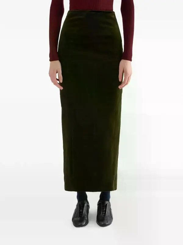 JIL SANDER High-waist Velvet Maxi Skirt