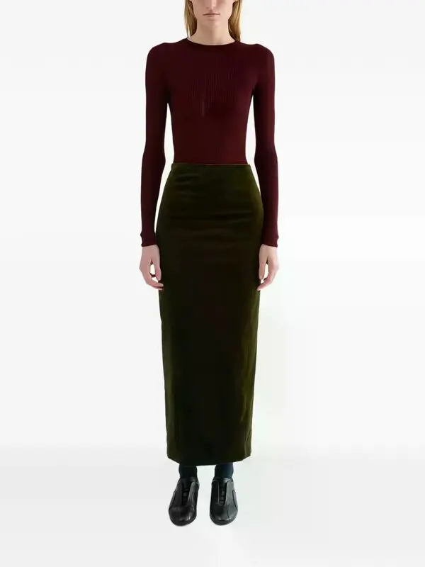 JIL SANDER High-waist Velvet Maxi Skirt - Green