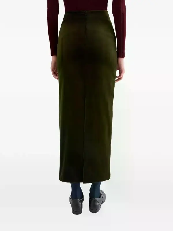 JIL SANDER High-waist Velvet Maxi Skirt - Green