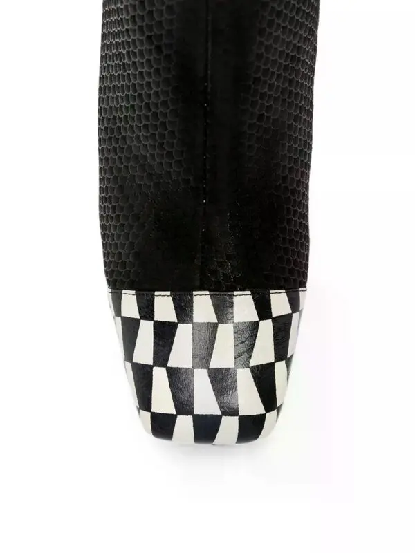 Chie Mihara Volkiara Snake-effect Checkerboard Ankle Boots