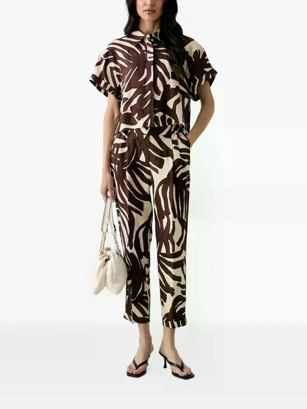 BENETTON Leaf-print Pleated Trousers