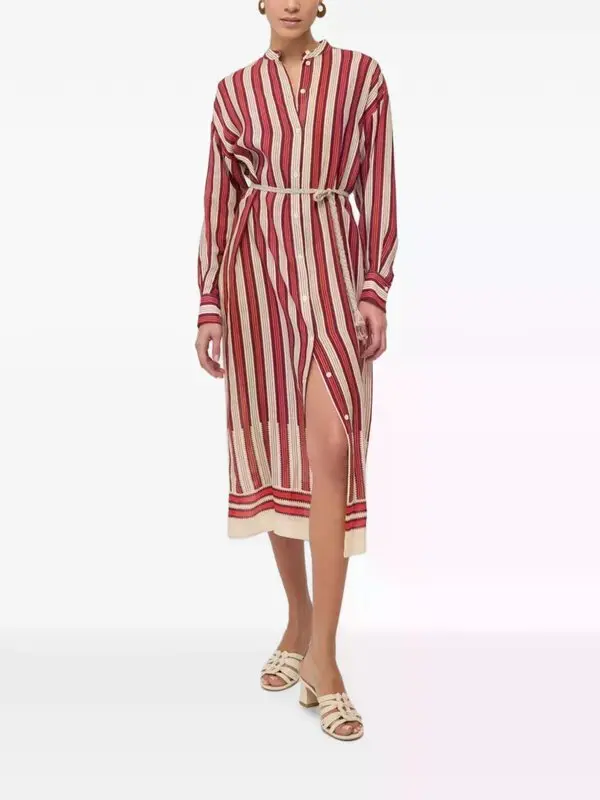 OTTOD'AME Striped Belted Shirt Dress