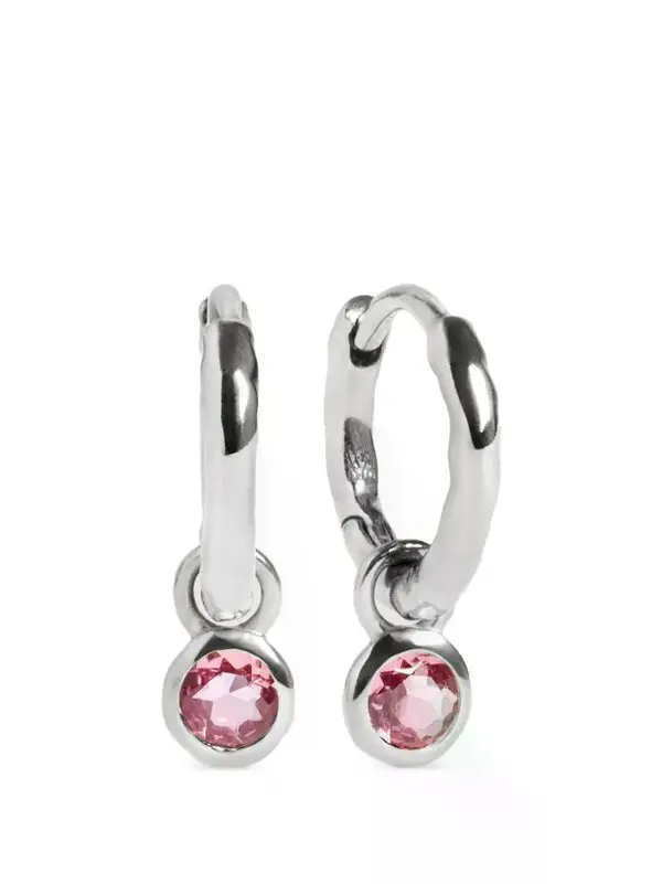 Monica Vinader Hammered-effect Pink-gemstone Earrings - Silver
