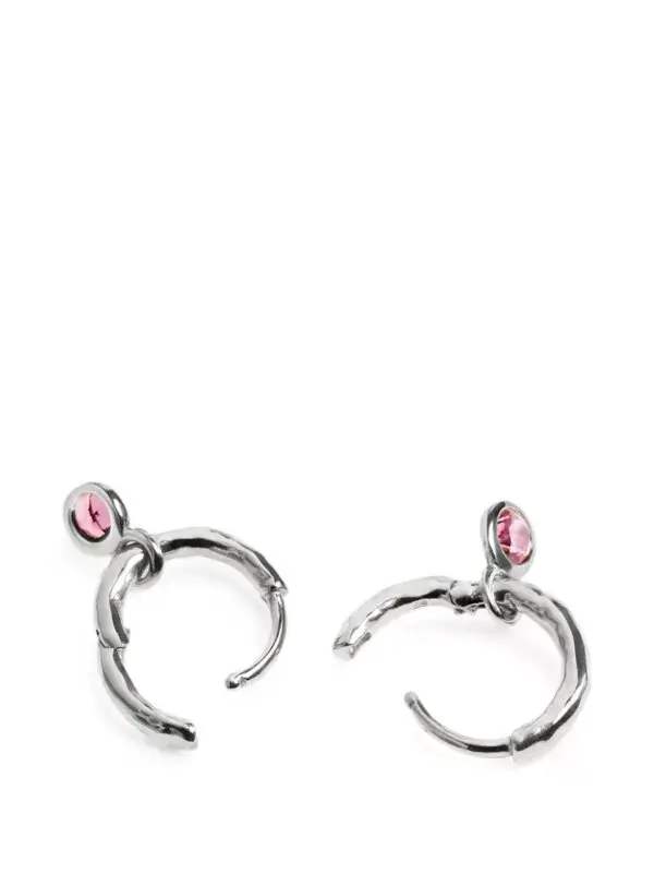 Monica Vinader Hammered Effect Pink Gemstone Earrings