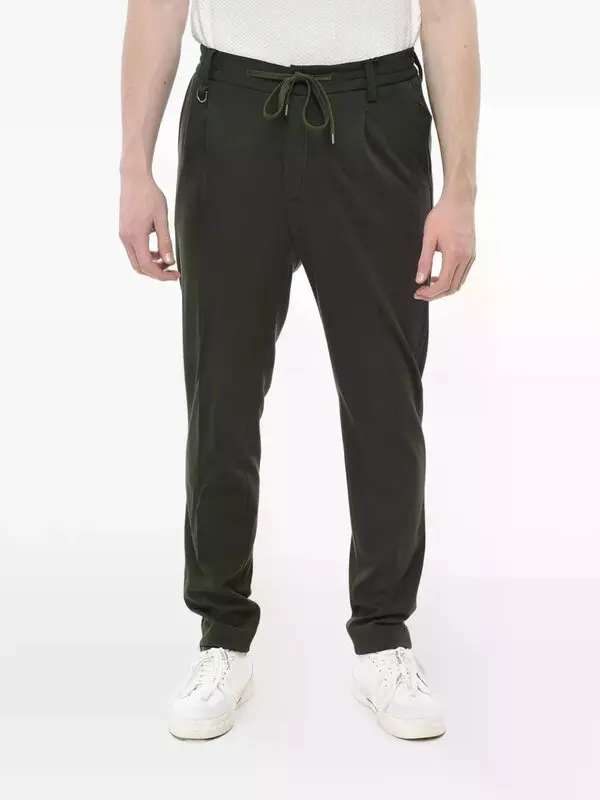 PAOLO PECORA Drawstring Waist Pleated Trousers - Green