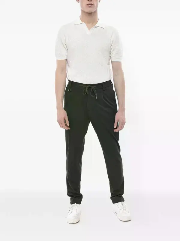PAOLO PECORA Drawstring Waist Pleated Trousers - Green
