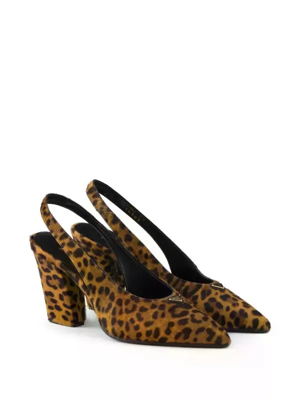 Prada Leopard Print Leather Slingback Pumps