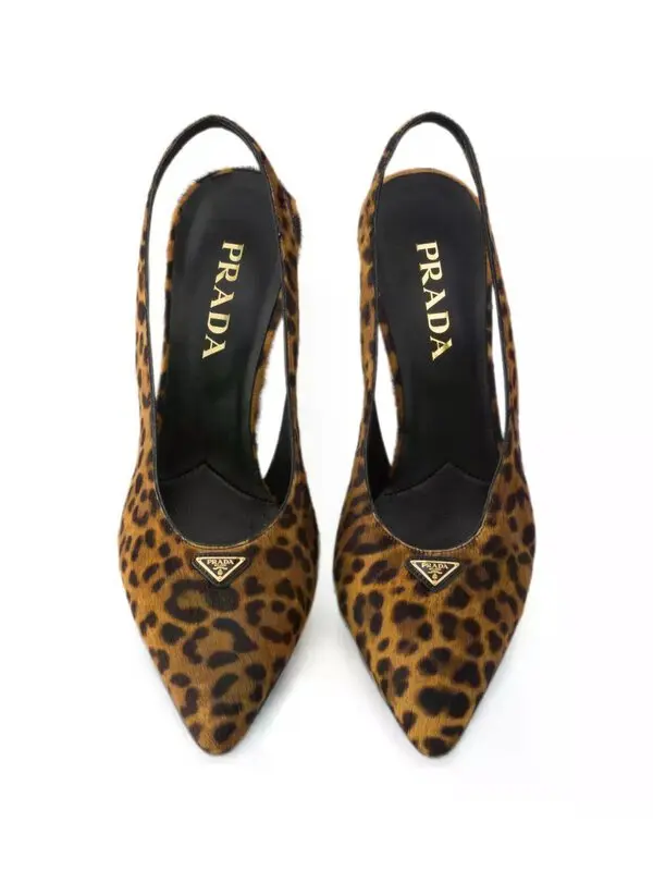 Prada Leopard Print Leather Slingback Pumps