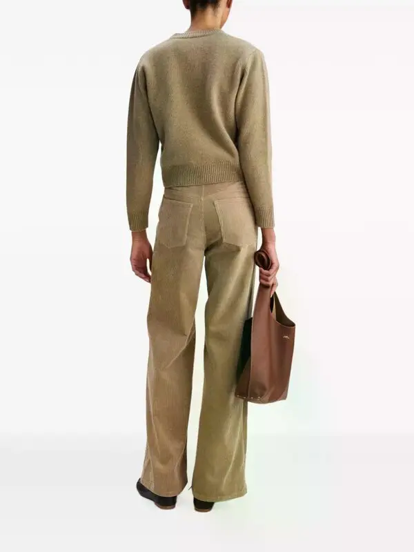 A.p.c. Logo-embroidered Wool Crewneck Sweater - Neutrals