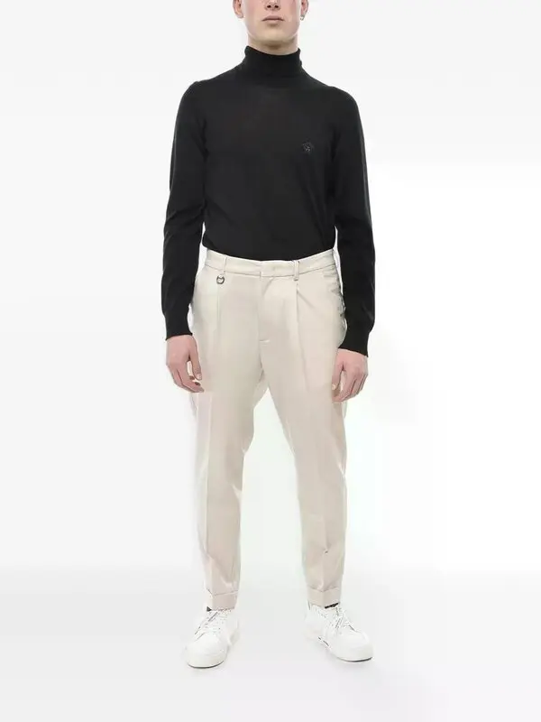 PAOLO PECORA Single-pleat Turn-up Trousers - Neutrals