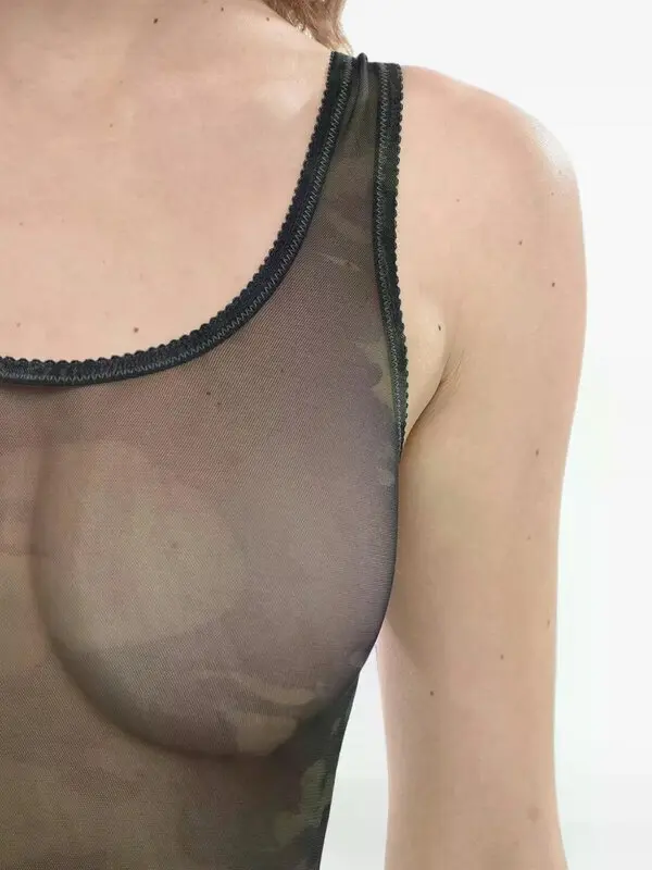 DIESEL® Camouflage Print Mesh Bodysuit