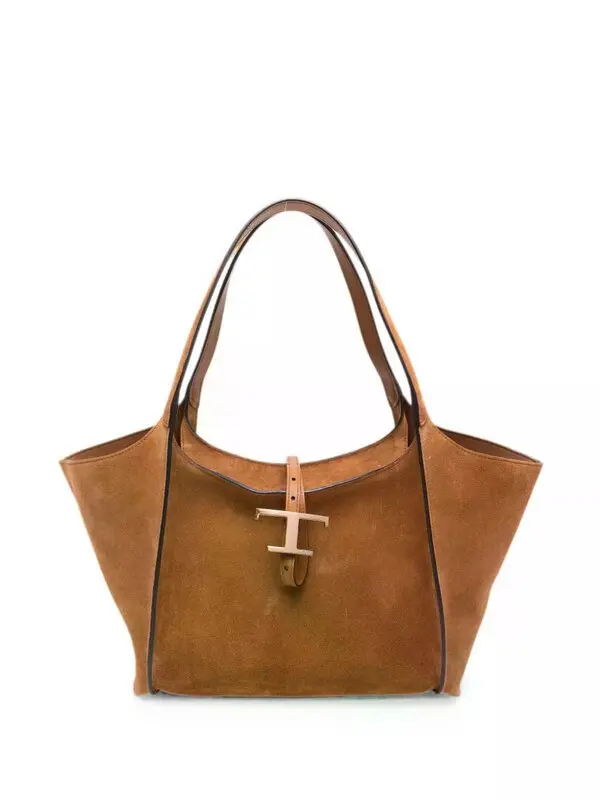 TOD'S T Timeless Suede Tote Bag - Neutrals