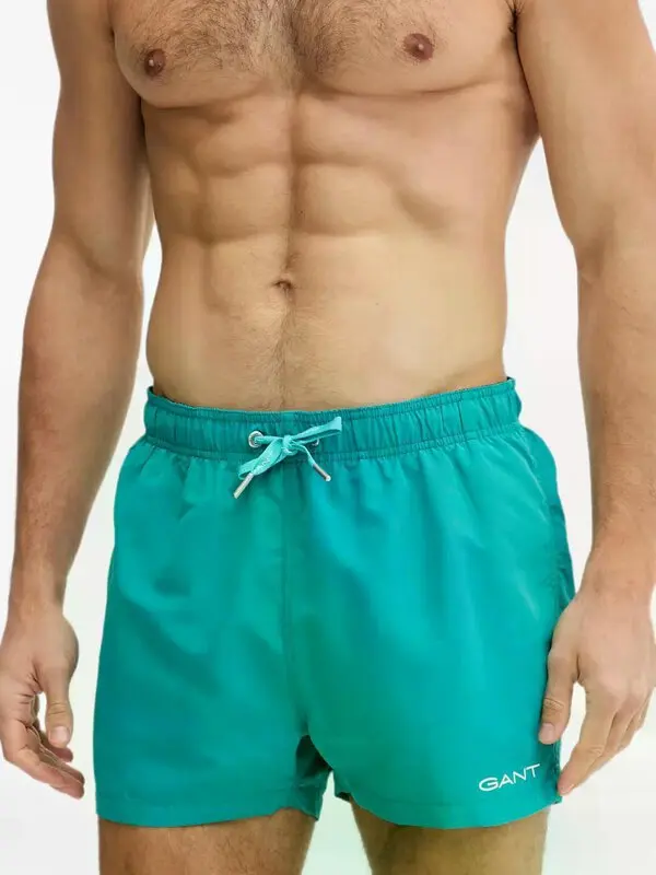 Gant Logo-print Drawstring Swim Shorts - Blue