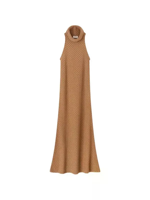 RETORI Retro Check Jacquard Maxi Dress - Neutrals
