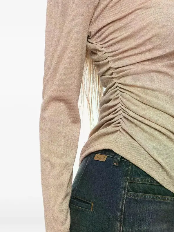 STEPHAN JANSON Draped Detail Glitter-knit Top