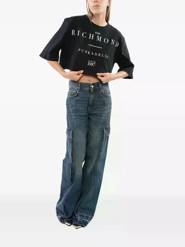 John Richmond Logo Print Cropped T-shirt