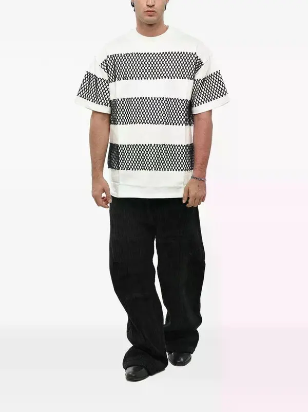 MSGM Mesh-panelled Striped T-shirt