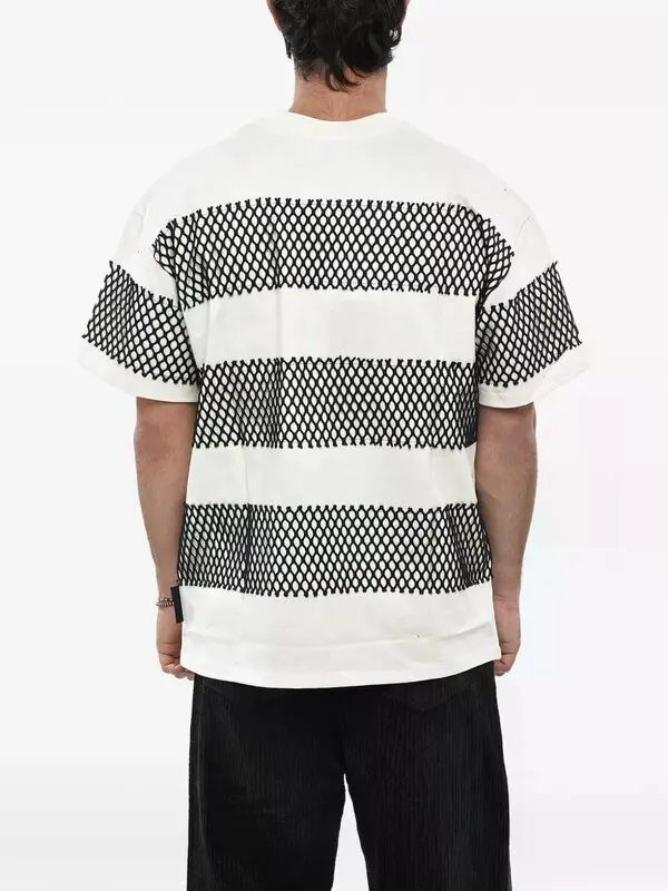 MSGM Mesh-panelled Striped T-shirt