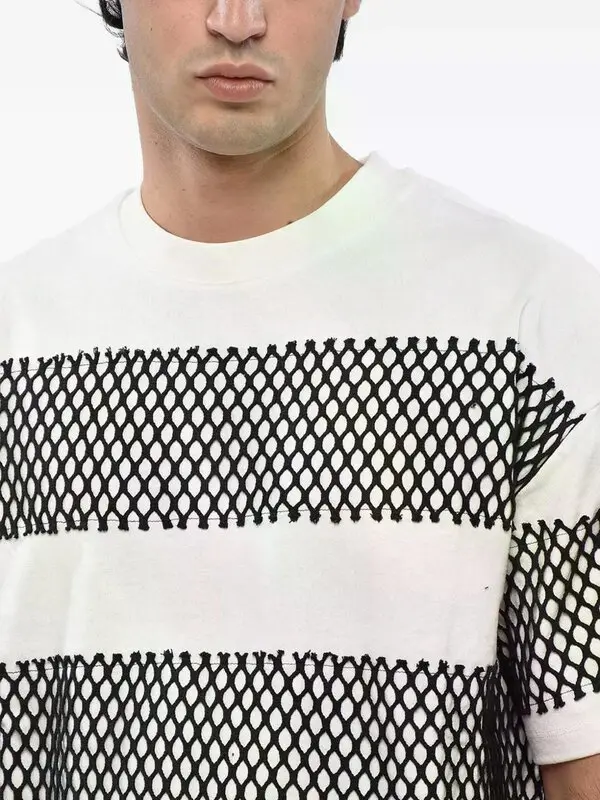 MSGM Mesh-panelled Striped T-shirt