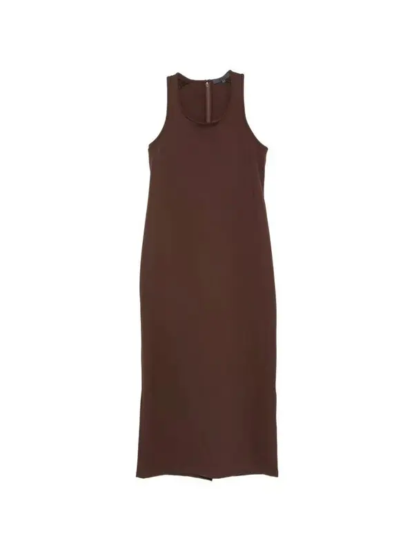 Tibi Sleeveless Racerback Midi Dress - Brown