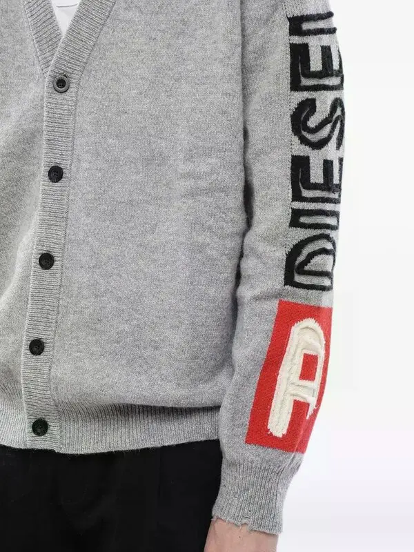 DIESEL® Logo Embroidered V-neck Cardigan