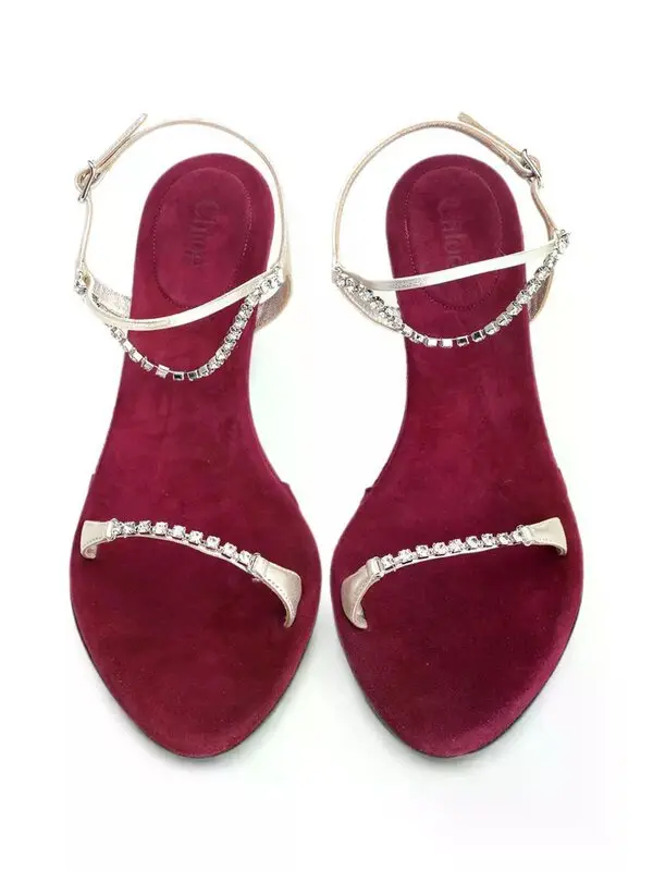 Chloé Zia Crystal-embellished Sandals - Silver